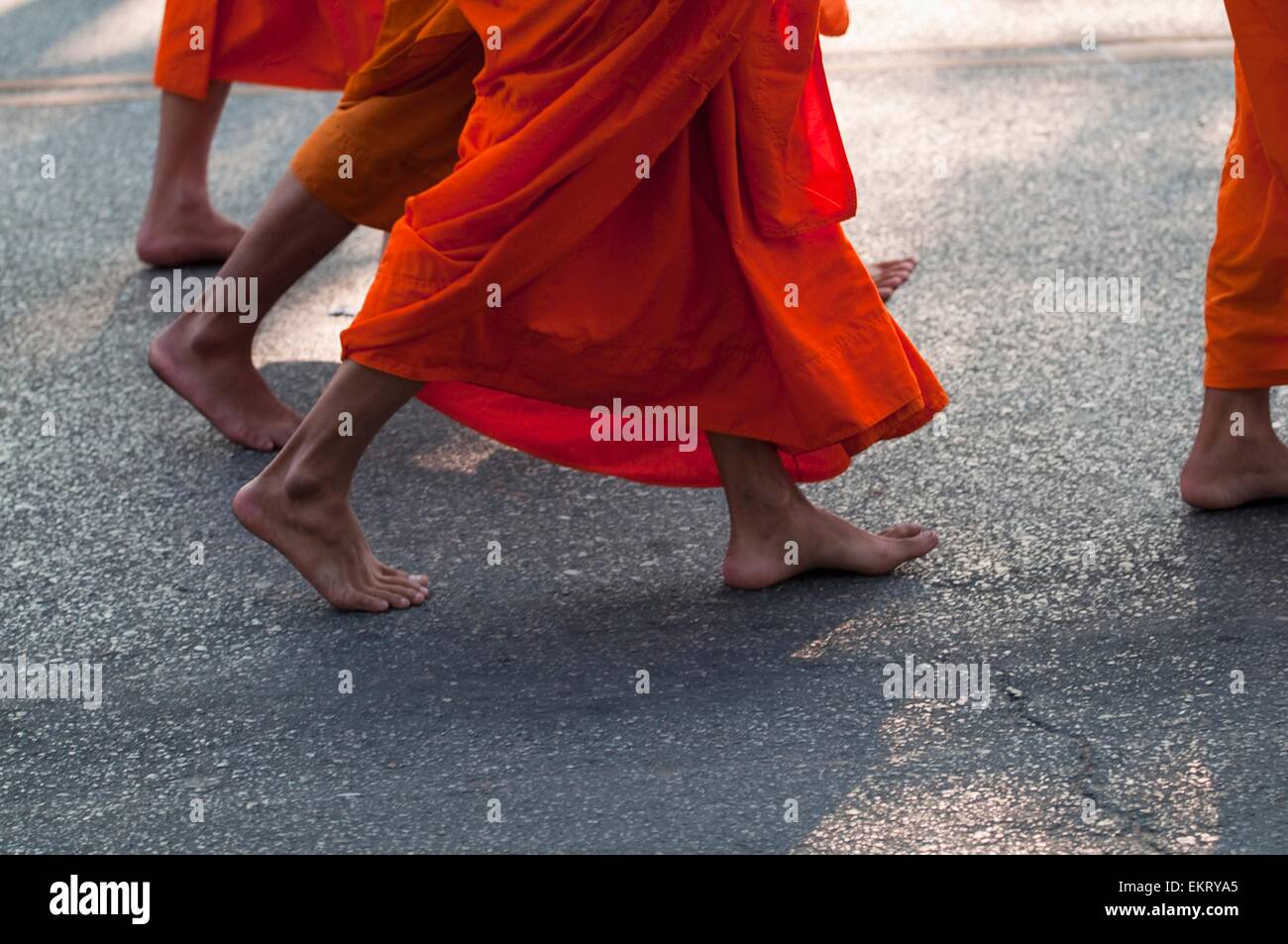 Buddhist Monks Walking In Bare Feet; Myanmar Stock Photo - Alamy