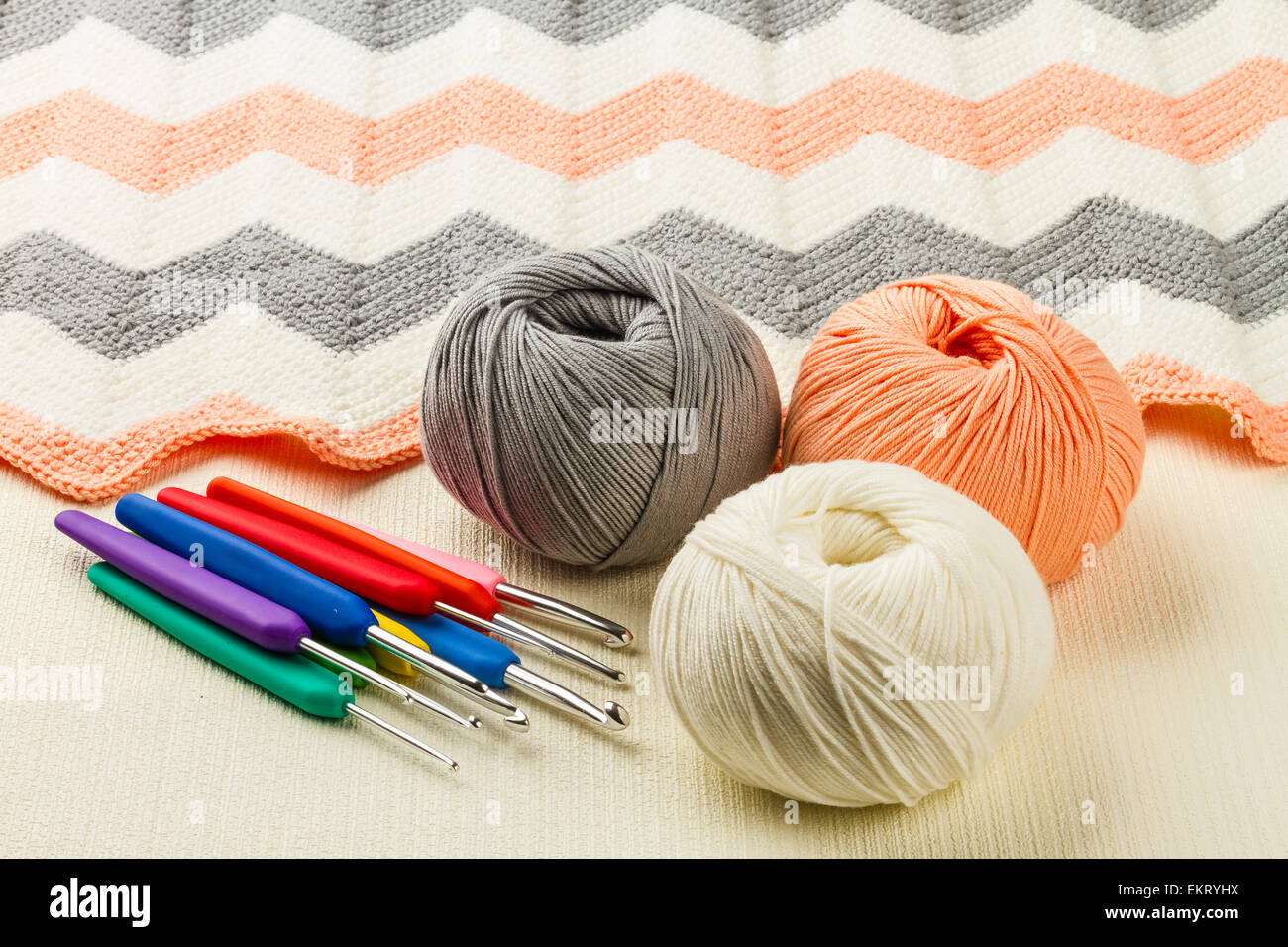 rolls of soft knitting yarn, knitting, knitprowave on white background ...