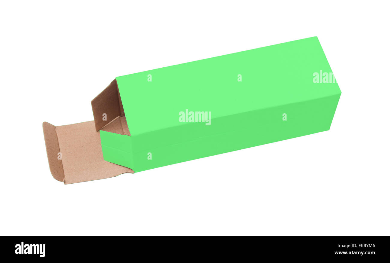 Green cardboard box on a white background Stock Photo - Alamy