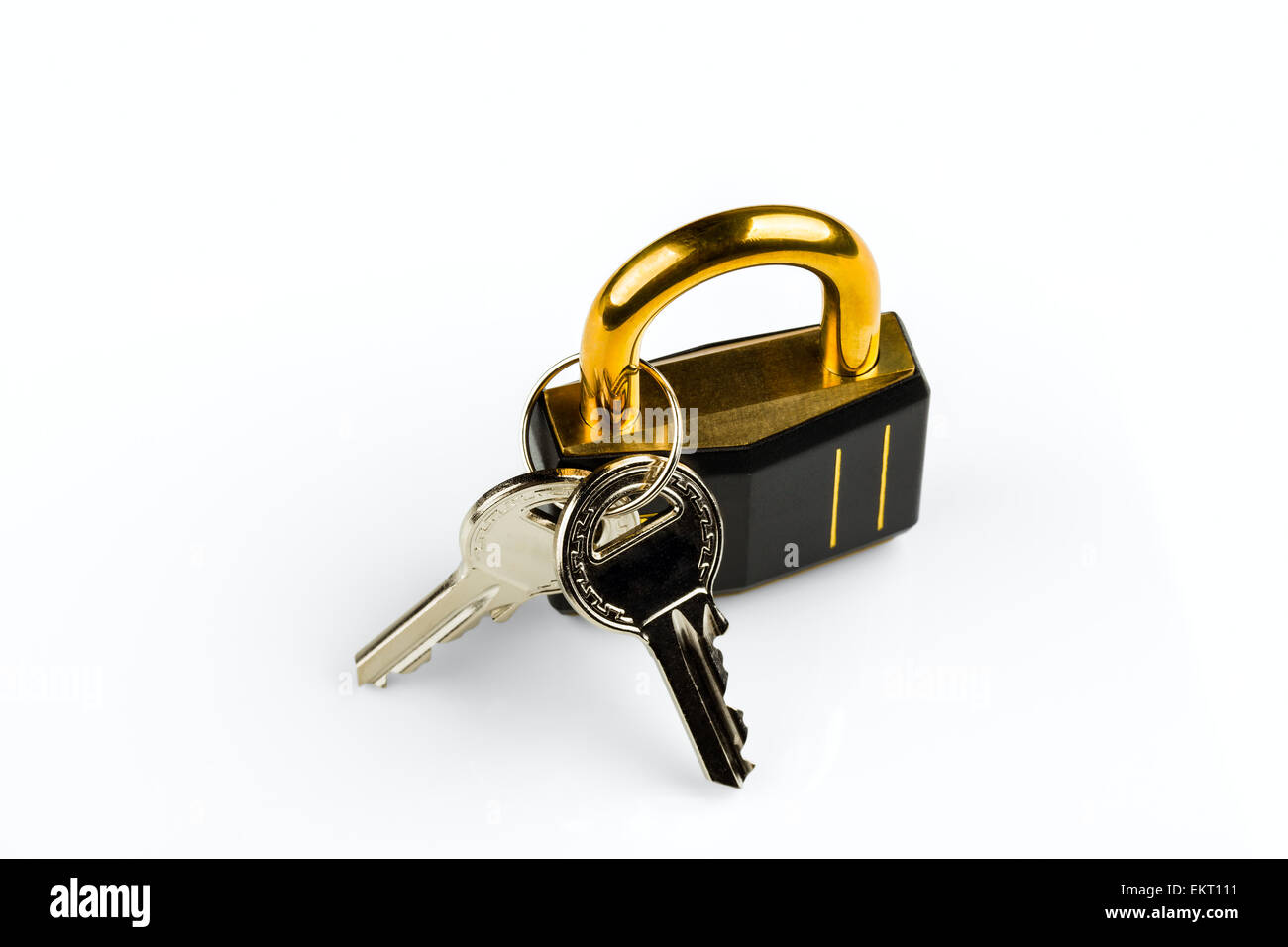 hinged lock with keys on white background Stock Photo - Alamy
