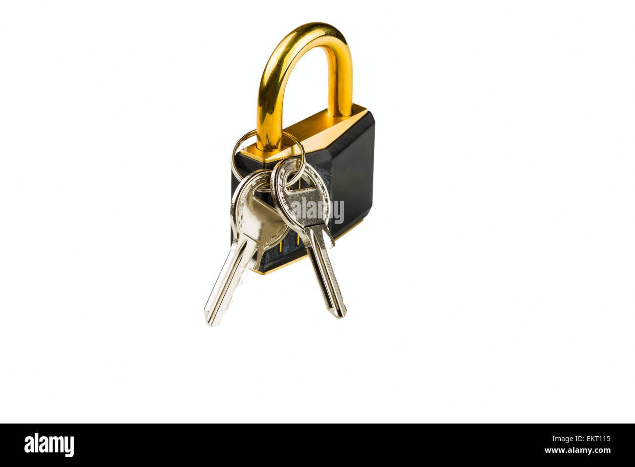 hinged lock with keys on white background Stock Photo - Alamy