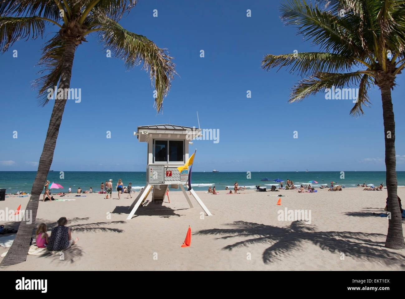 Lifeguard Station On Beach; Fort Lauderdale, Florida, Usa Stock Photo ...