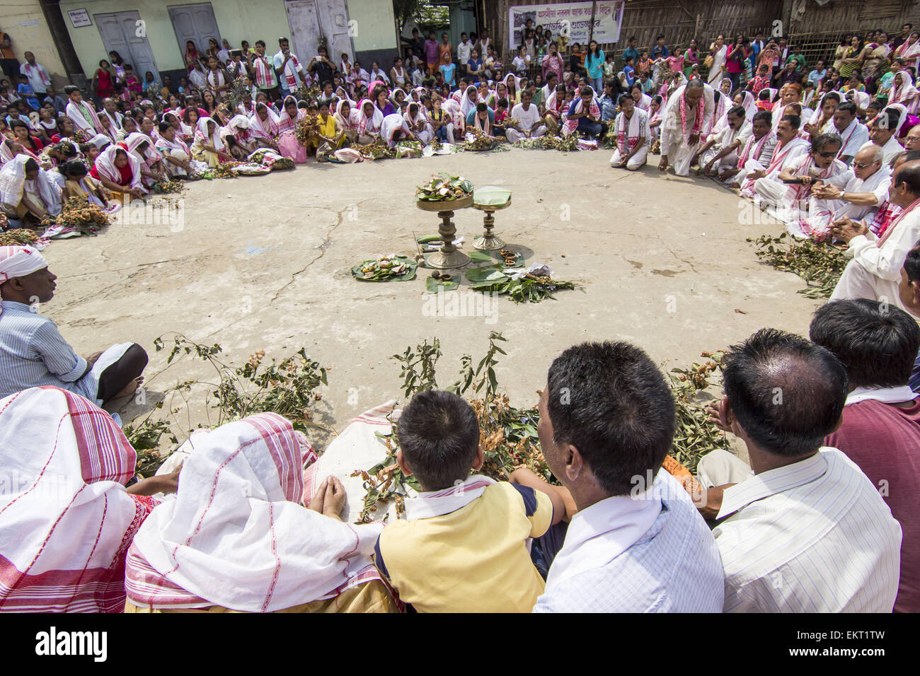 Sivasagar, Assam, India. 14th Apr, 2015. Indian people offer prayers ...