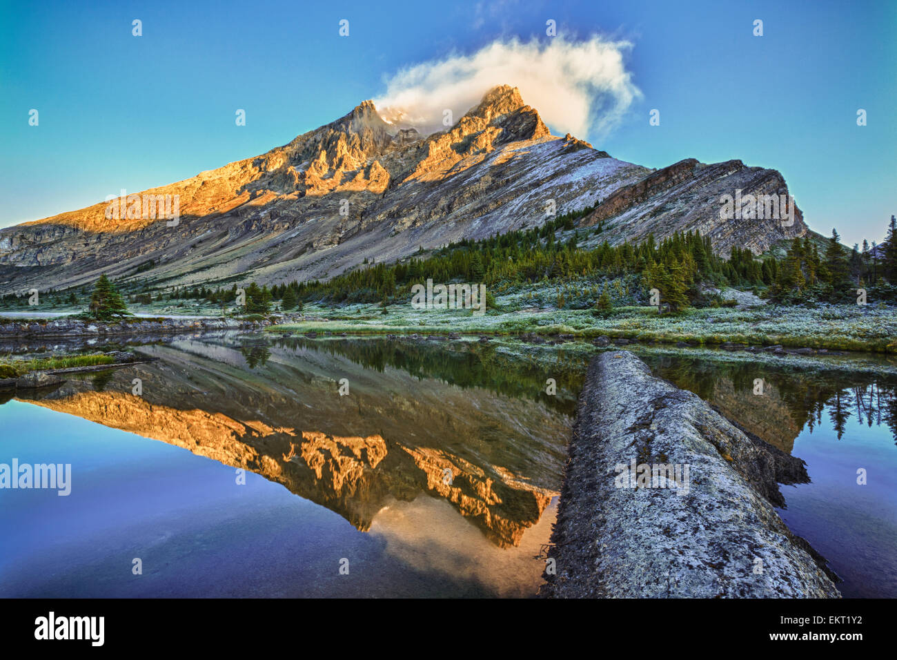 Sunrise Over A Peak Reflected In A Tarn Below Baker Lake In The Skoki ...
