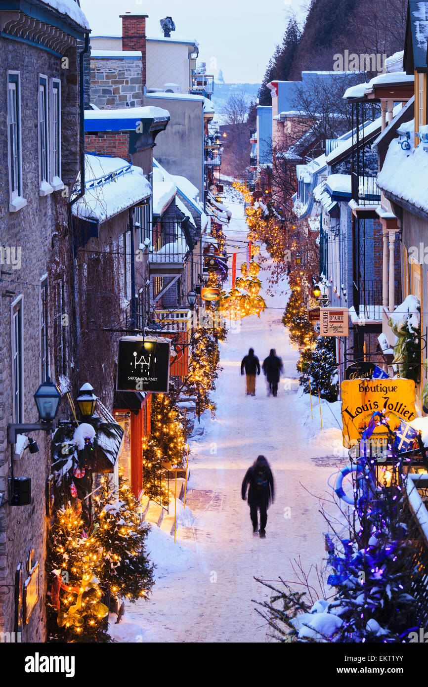 Petit-Champlain Street At Dawn In Quartier Petit Champlain; Quebec City ...