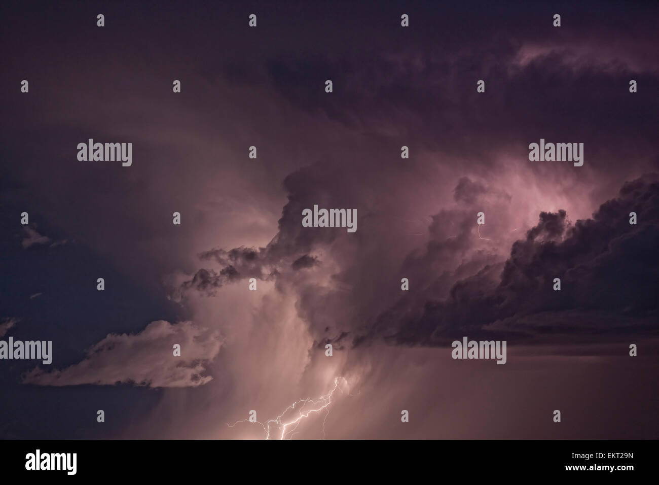 Lightning arcs between clouds during a storm; Saskatchewan, Canada ...