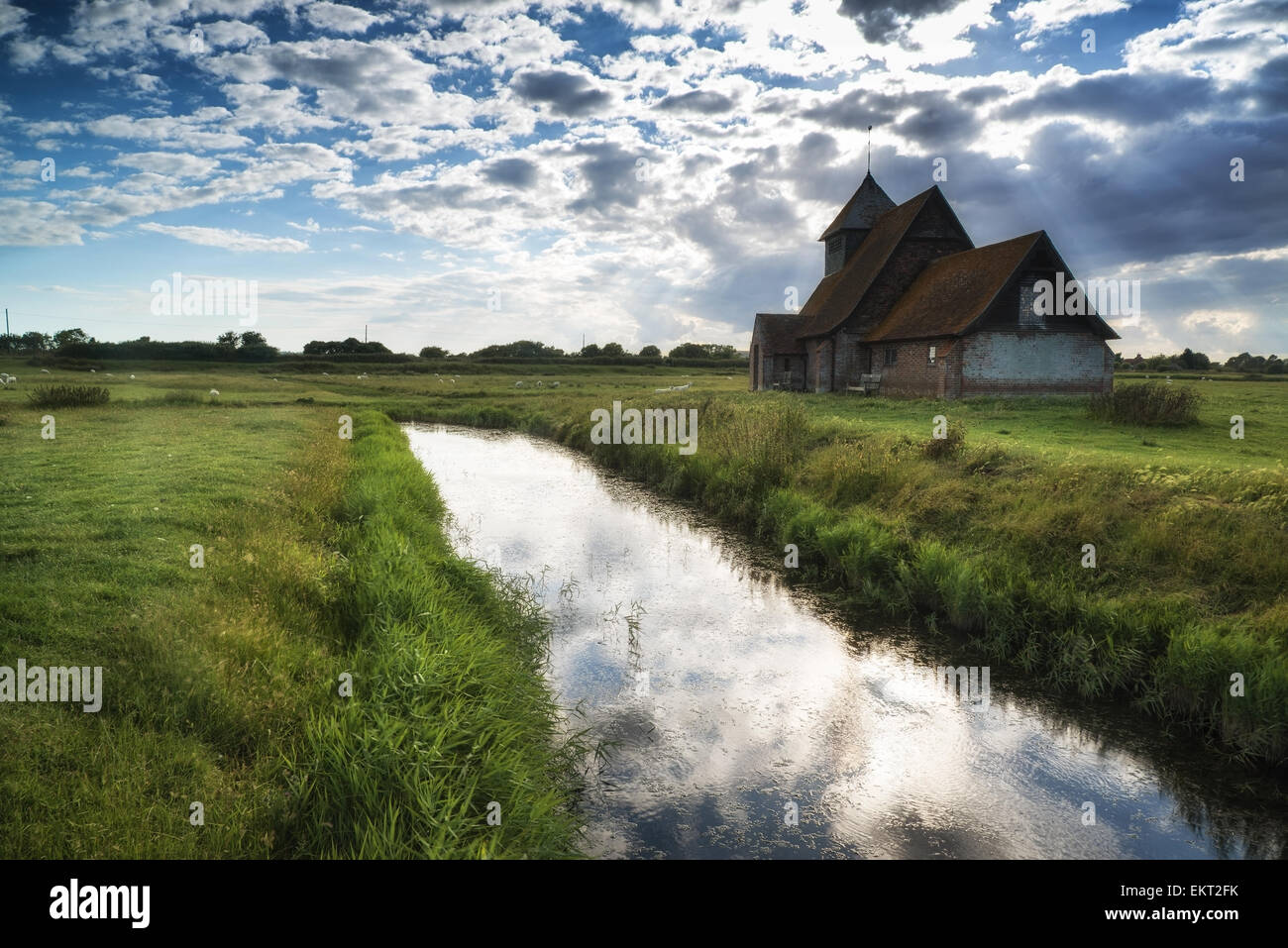 Ancient Medieval church landscape against Summer sky Stock Photo - Alamy