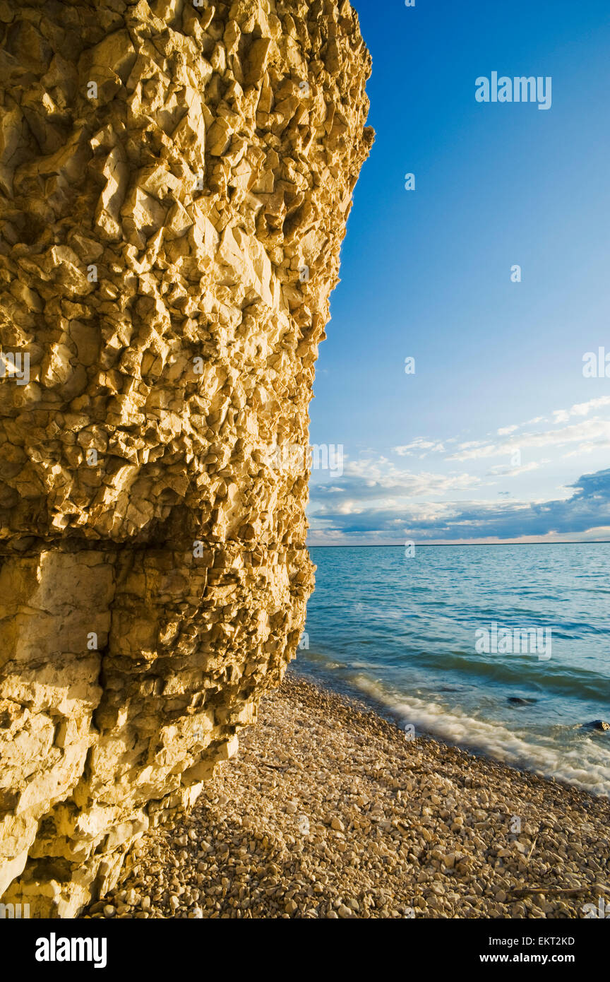 The limestone cliffs of Steep Rock along Lake Manitoba; Manitoba ...
