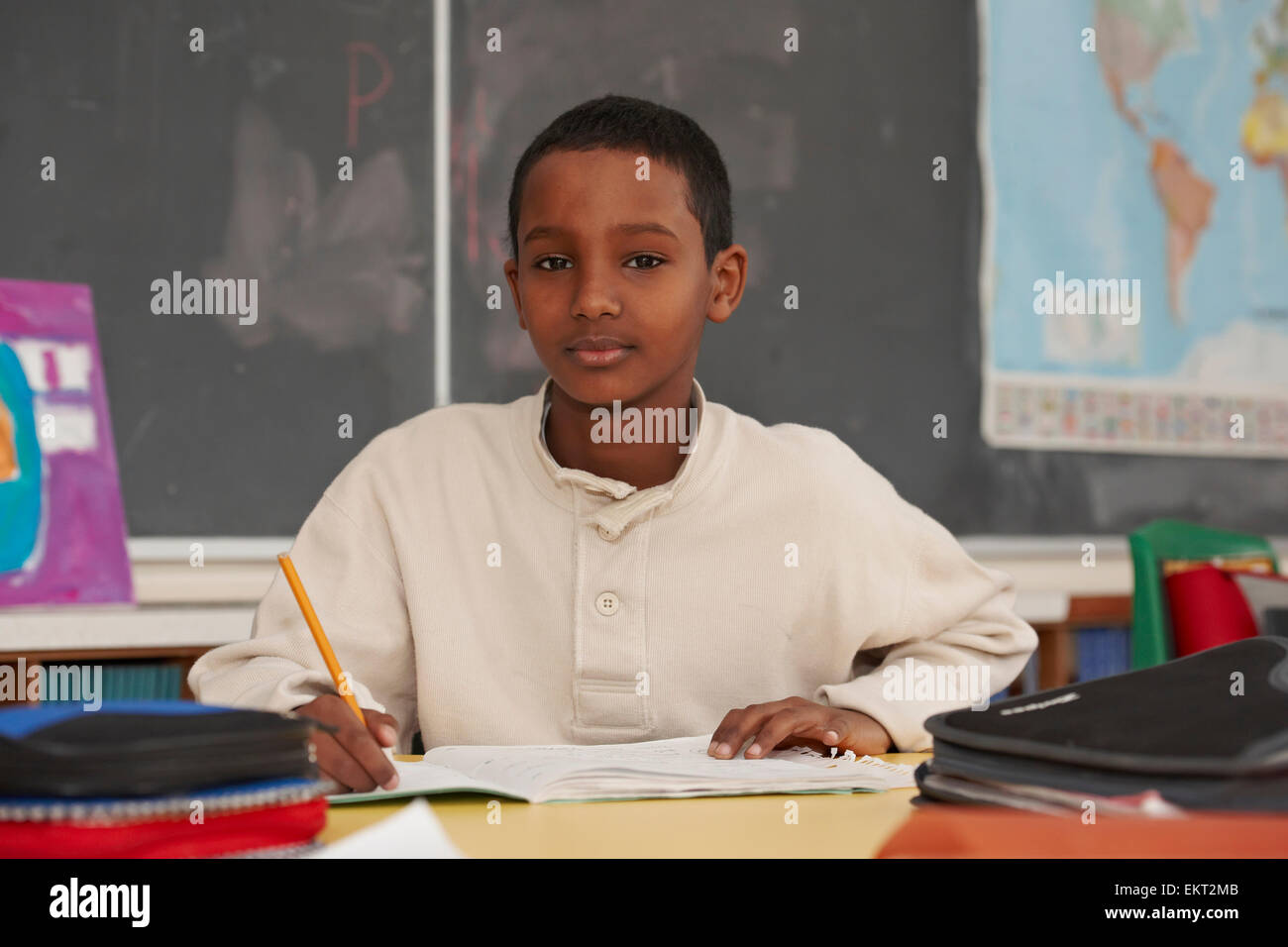 Grade 6 Boy In Classroom, Toronto, Ontario, Canada Stock Photo - Alamy