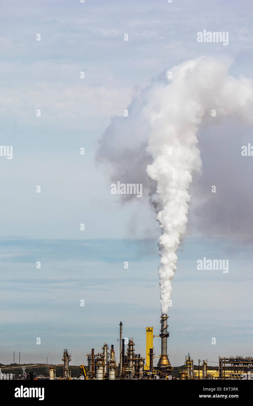 A refinery in Alberta's oil sands mining region; Fort McMurray, Alberta ...