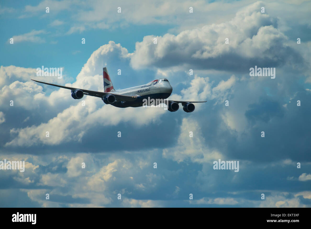 British Airways cargo 747, Jumbo Jet, performing flypast at Duxford Air ...