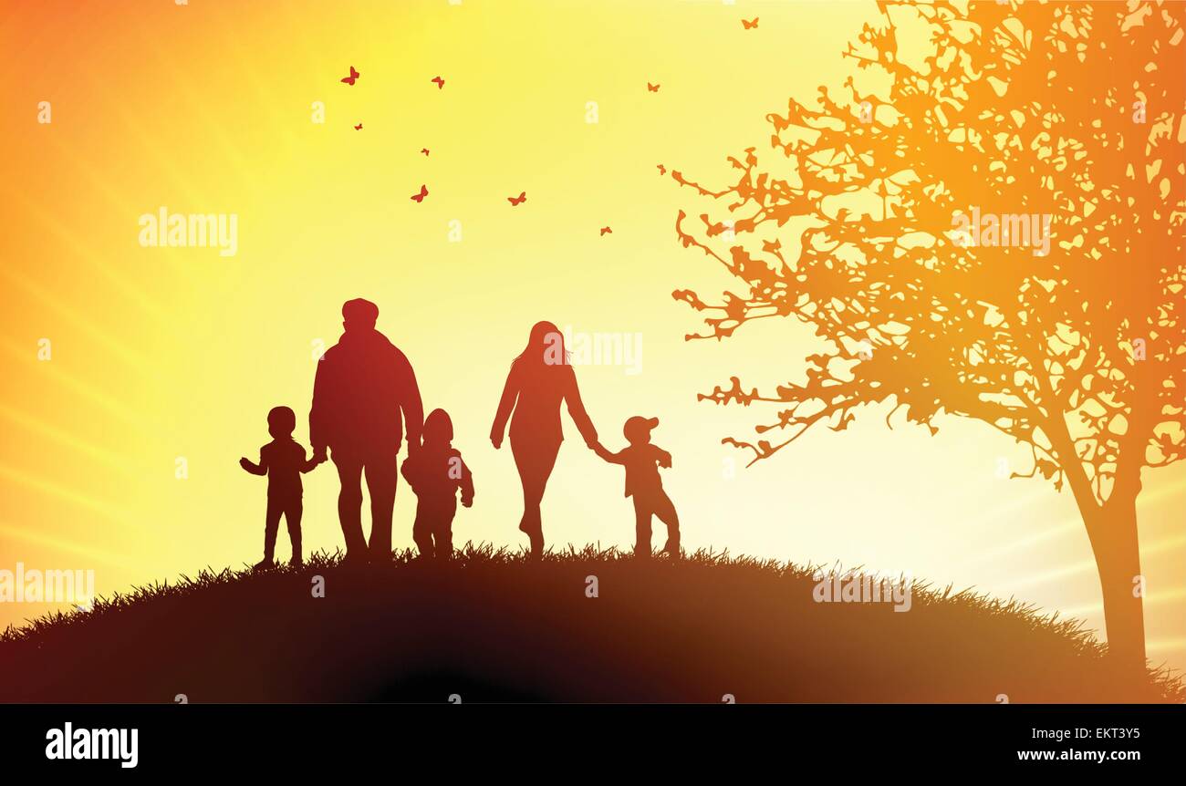 Boy girl sunset Stock Vector Images - Alamy