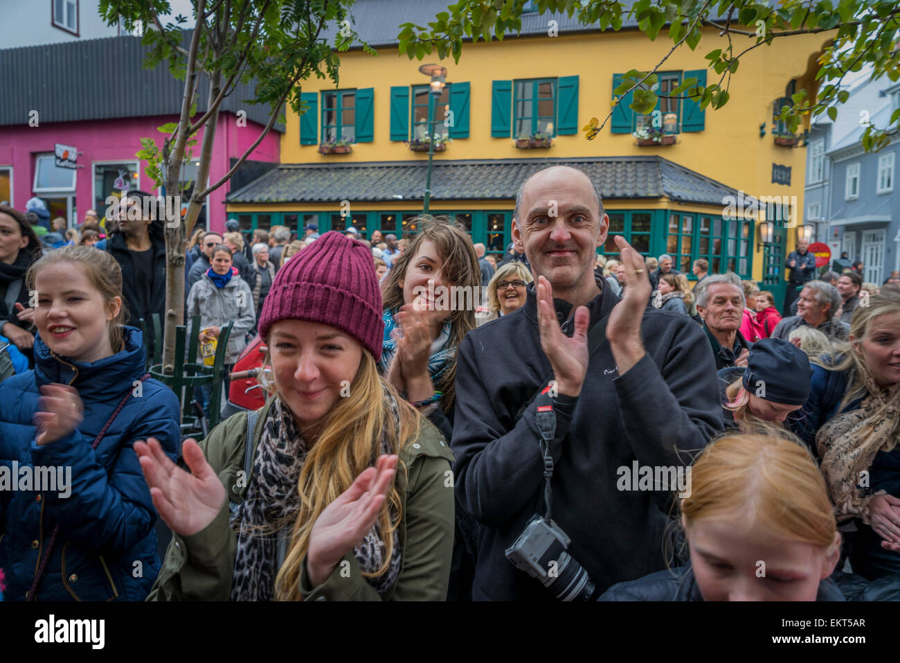Crowd enjoying outdoor music. Annual end of summer festival-Cultural ...
