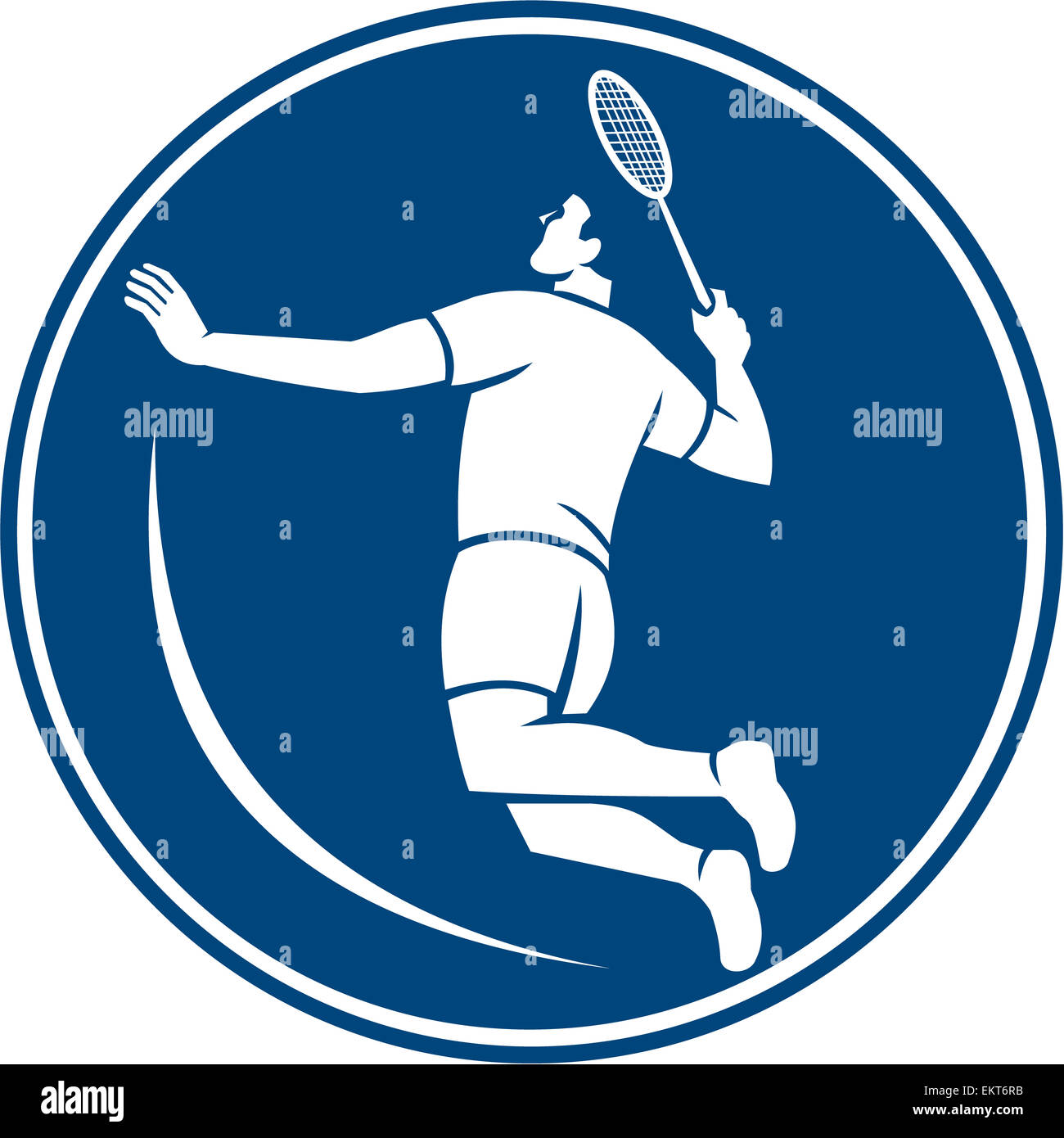 Icon illustration of a badminton player holding racquet jumping ...