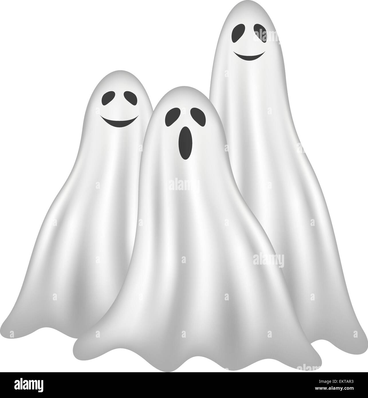 Three ghosts in white design with face Stock Vector Image & Art - Alamy