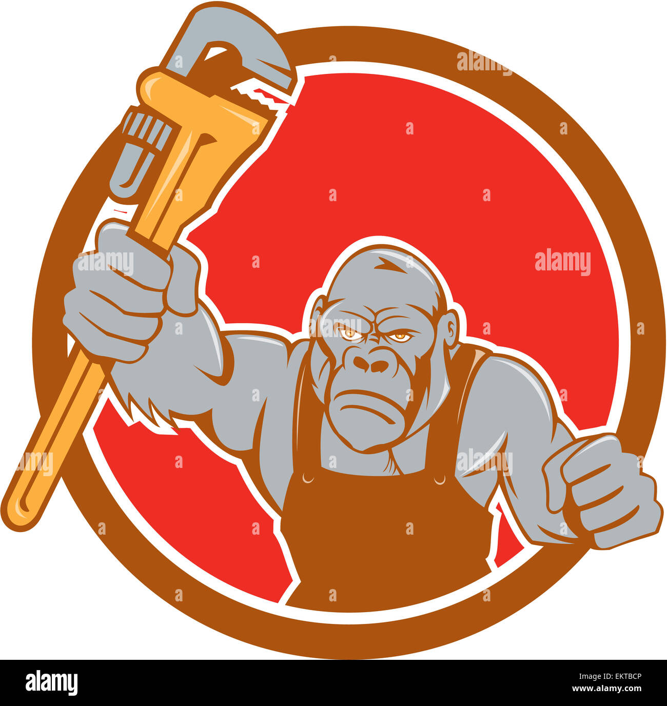Illustration of an angry gorilla ape plumber with monkey wrench ...