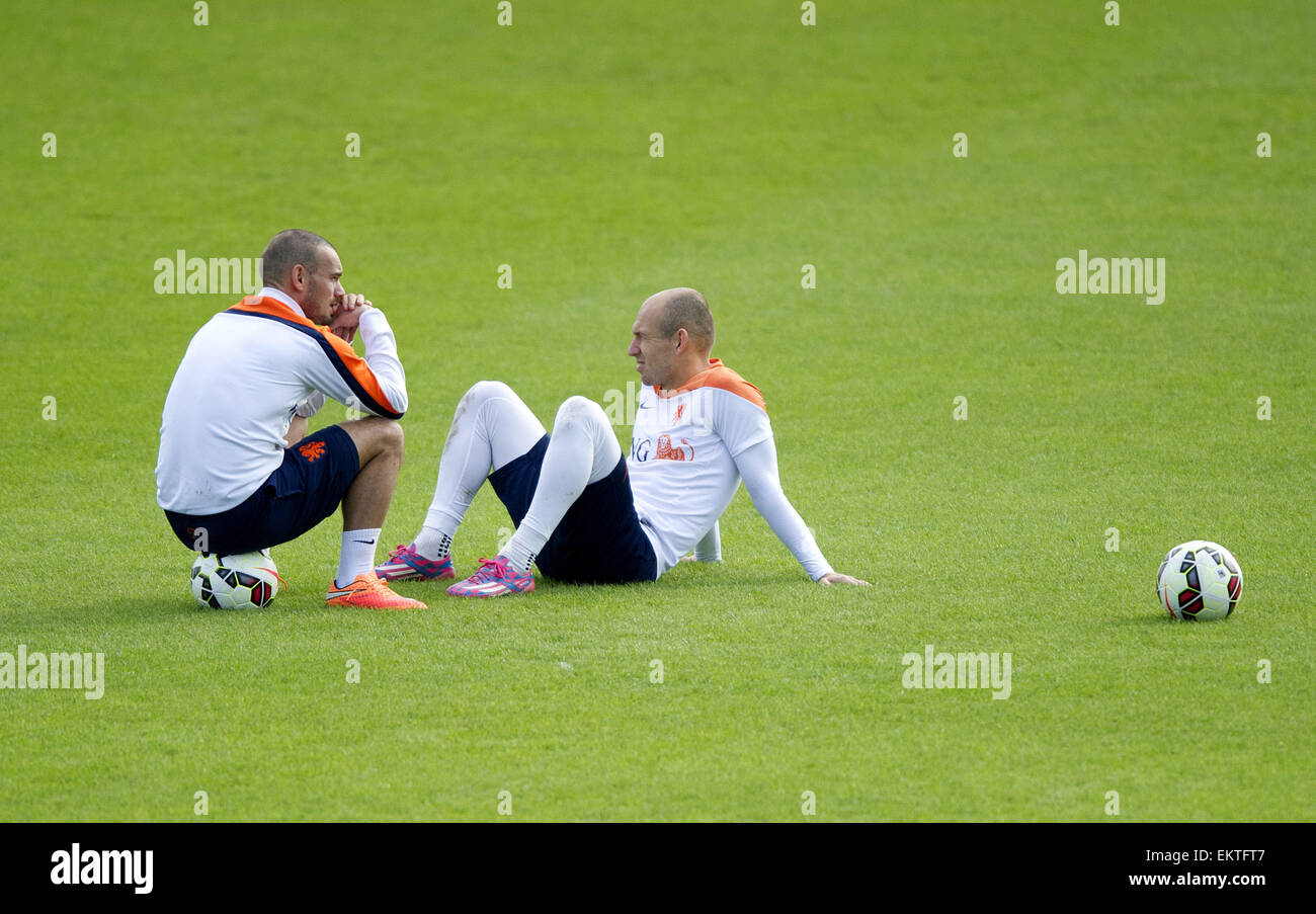 Dutch soccer player Arjen Robben prepares with the Dutch National team ...