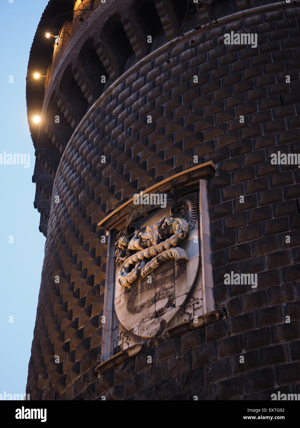 Sforza Castle at the dusk, Piazza Castello square, Milan, Lombardy ...