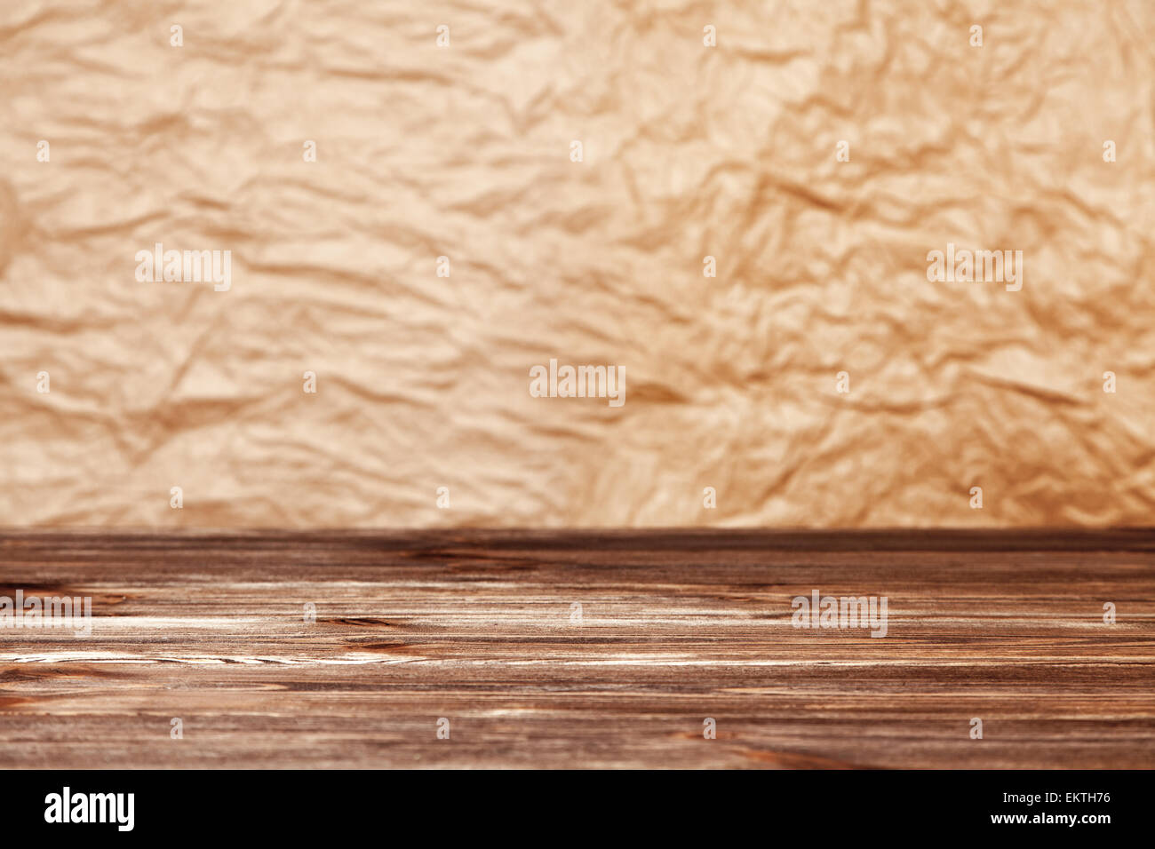 Crumpled paper background and wooden table surface Stock Photo - Alamy