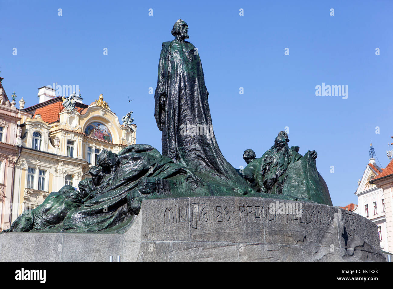 Jan Hus memorial statue on Old Town Square, Prague John Huss Stock ...