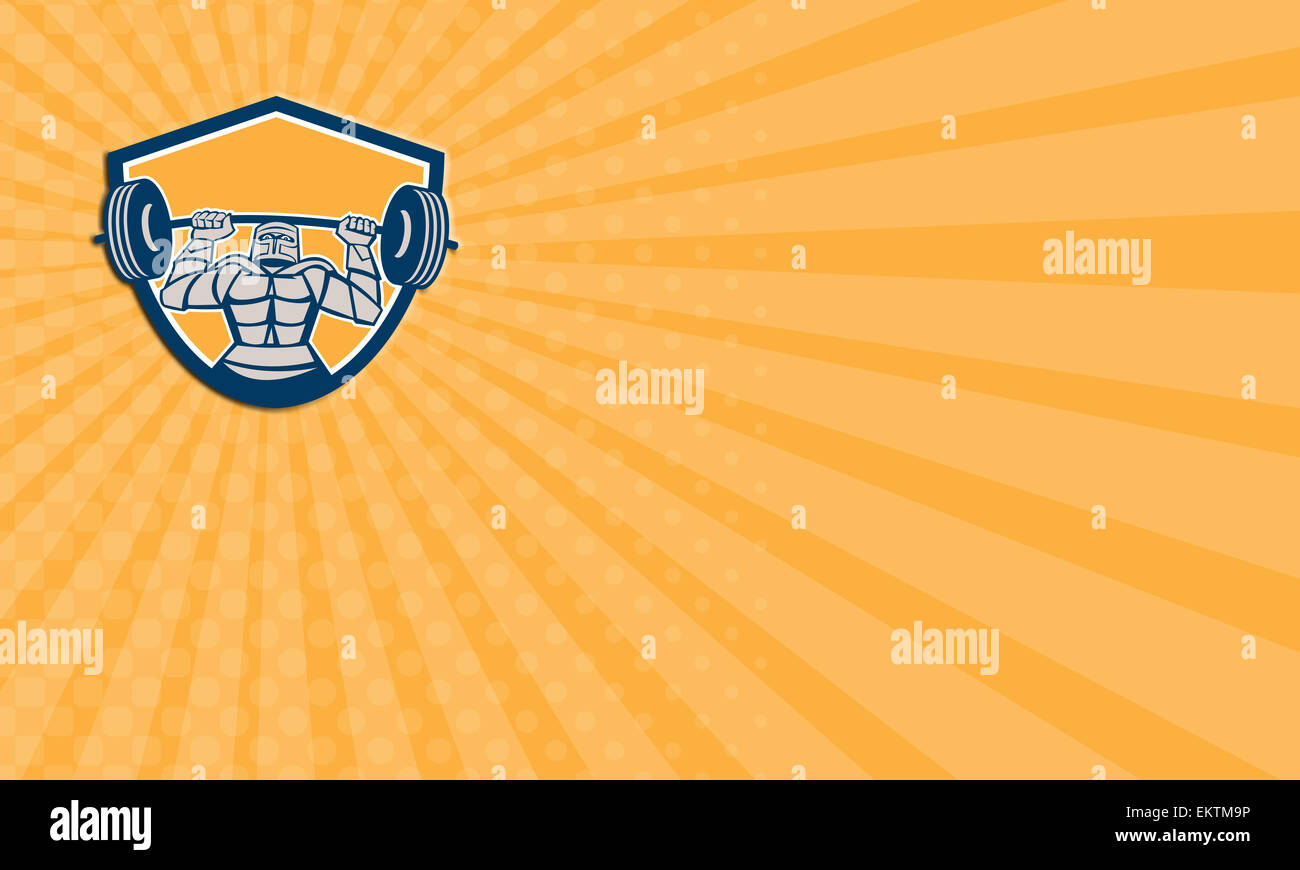 Business card showing illustration of knight in full armor lifting ...