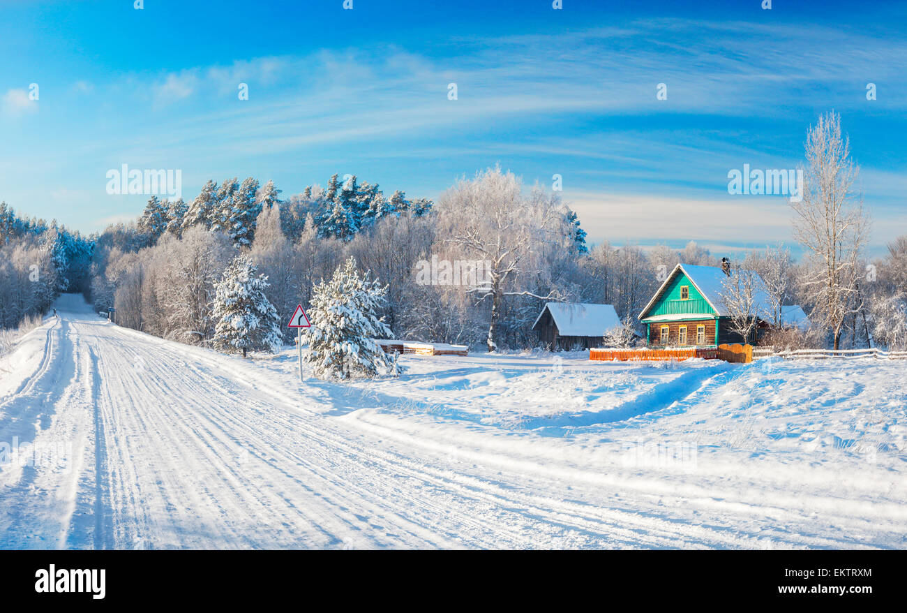 road in winter forest Stock Photo - Alamy