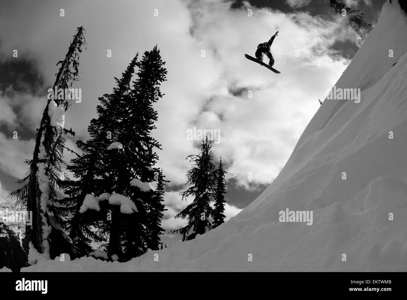 Professional snowboarder, Kevin Pearce, makes a big air jump, Canada ...