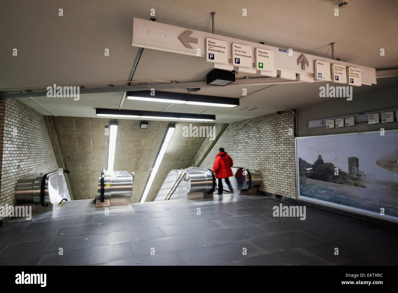 Escalator and directional signs in the underground city;Montreal quebec ...