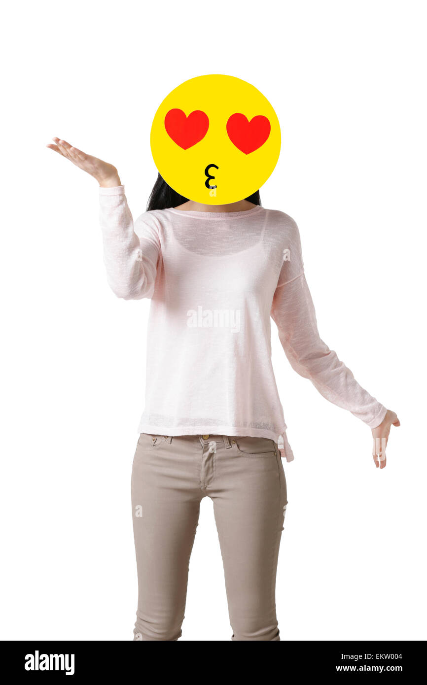 Woman blowing kiss outstretched hand hi-res stock photography and ...