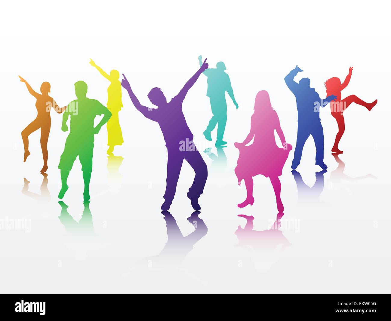 Dancing silhouette jumping Stock Vector Images - Alamy
