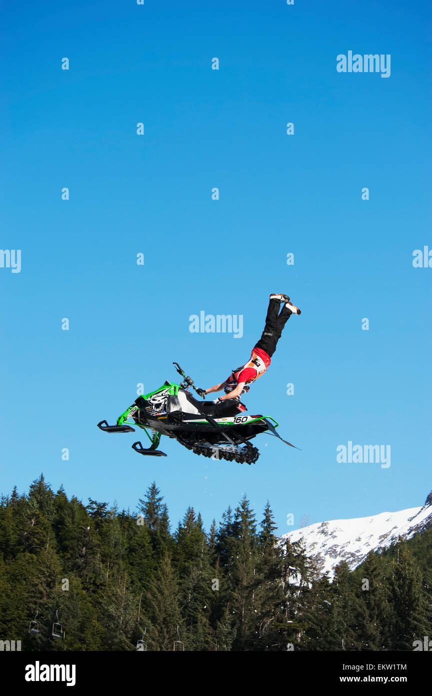 Snow machine riders perform death-defying aerial maneuvers at Alyeska ...