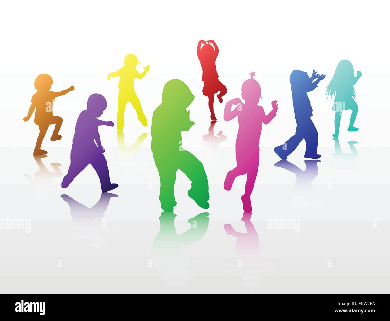 Children Dancing Silhouette