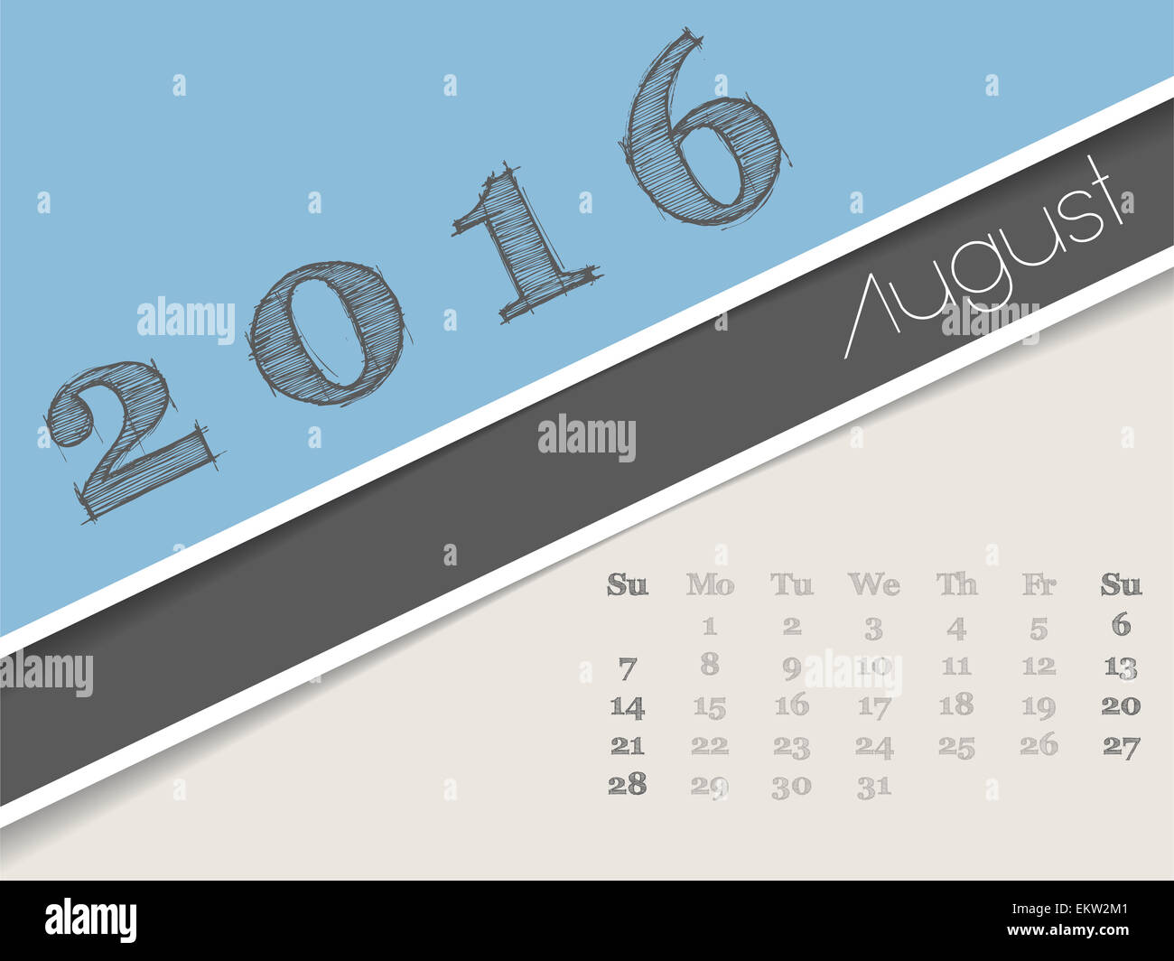 Simplistic 2016 calendar design for august month Stock Photo - Alamy