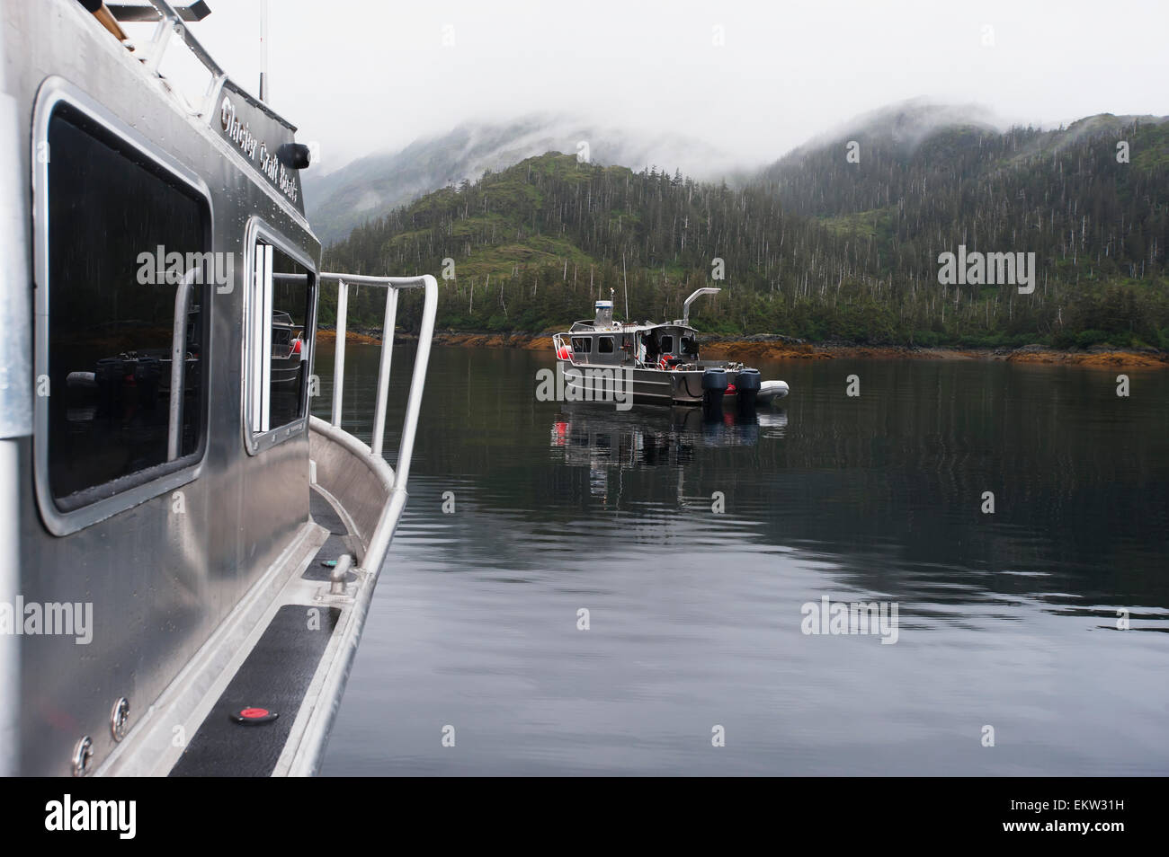 Aluminum boats anchored off Knight Island, Prince William Sound ...
