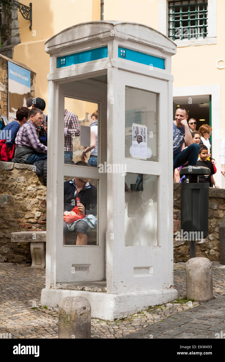 Phone box booth 3 people hi-res stock photography and images - Alamy