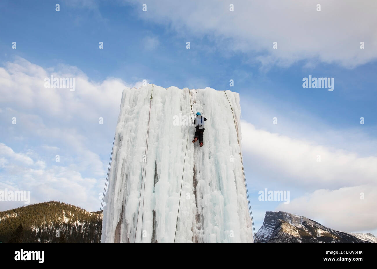 Ice wall climbing demonstration; Banff, Alberta, Canada Stock Photo - Alamy