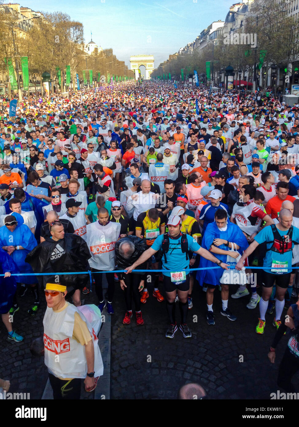 Paris, France. Marathon, Aerial Crowd Scene from above, Runners on ...