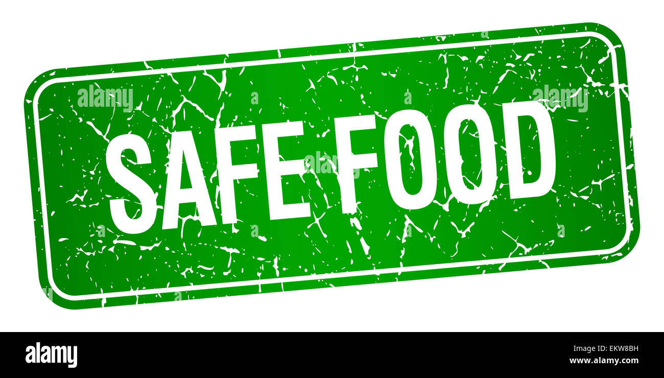 safe food green square grunge textured isolated stamp Stock Photo - Alamy