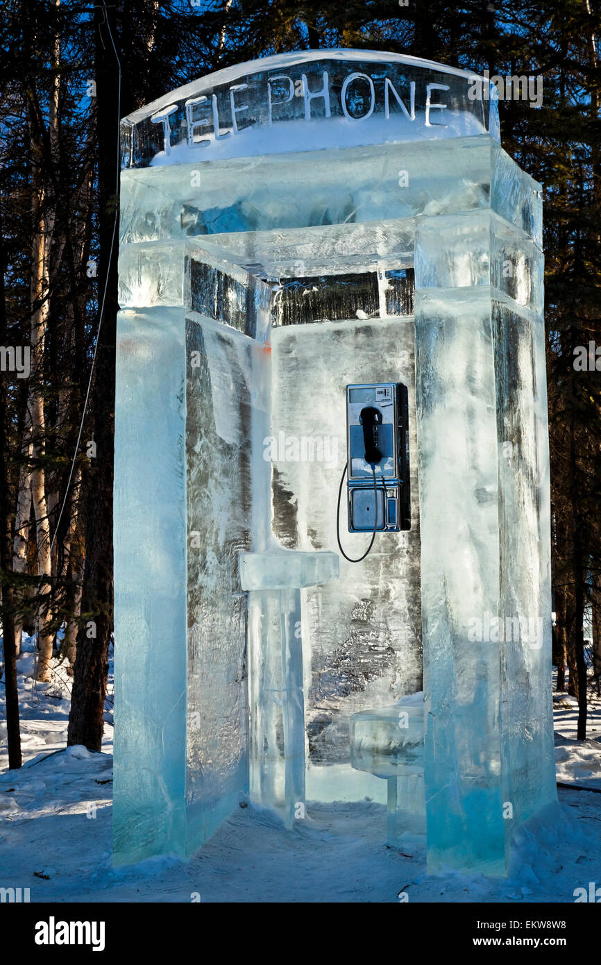 Telephone booth, ice sculpture, World Ice Art Championships 2011, Ice ...