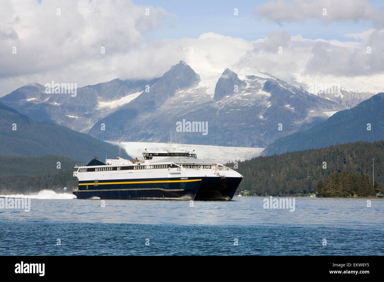 Alaska State Ferry M/V Fairweather Leaves Auke Bay Near Juneau In ...