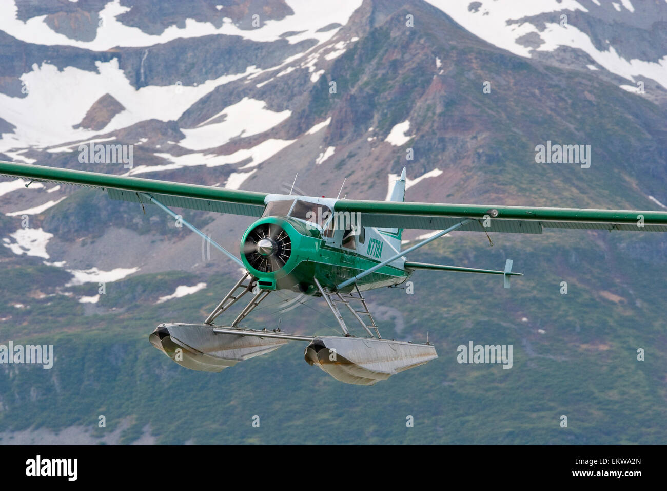 Dehaviland Beaver Float Plane In Flight Above The Coast Over Katmai ...