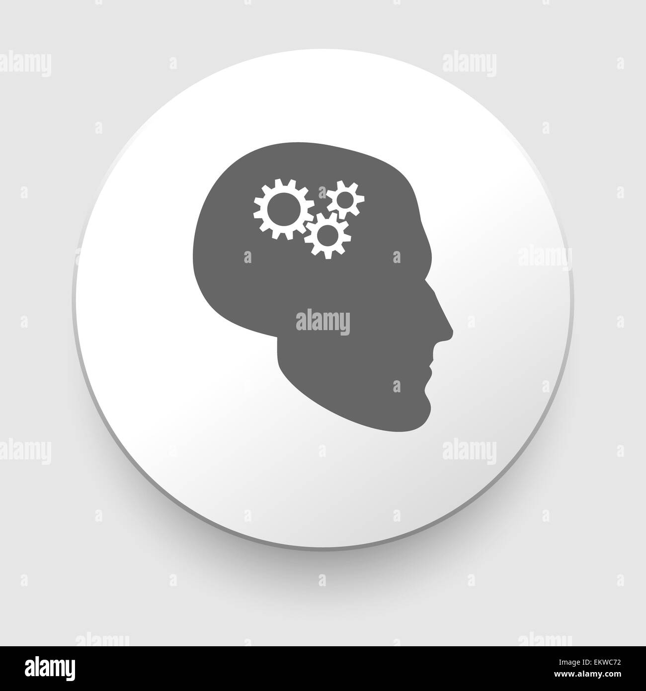 Human brain gears icon Black and White Stock Photos & Images - Alamy