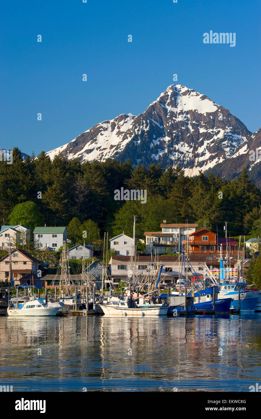 View Of The Sitka Waterfront Docks And Houses During Summer In Alaska ...