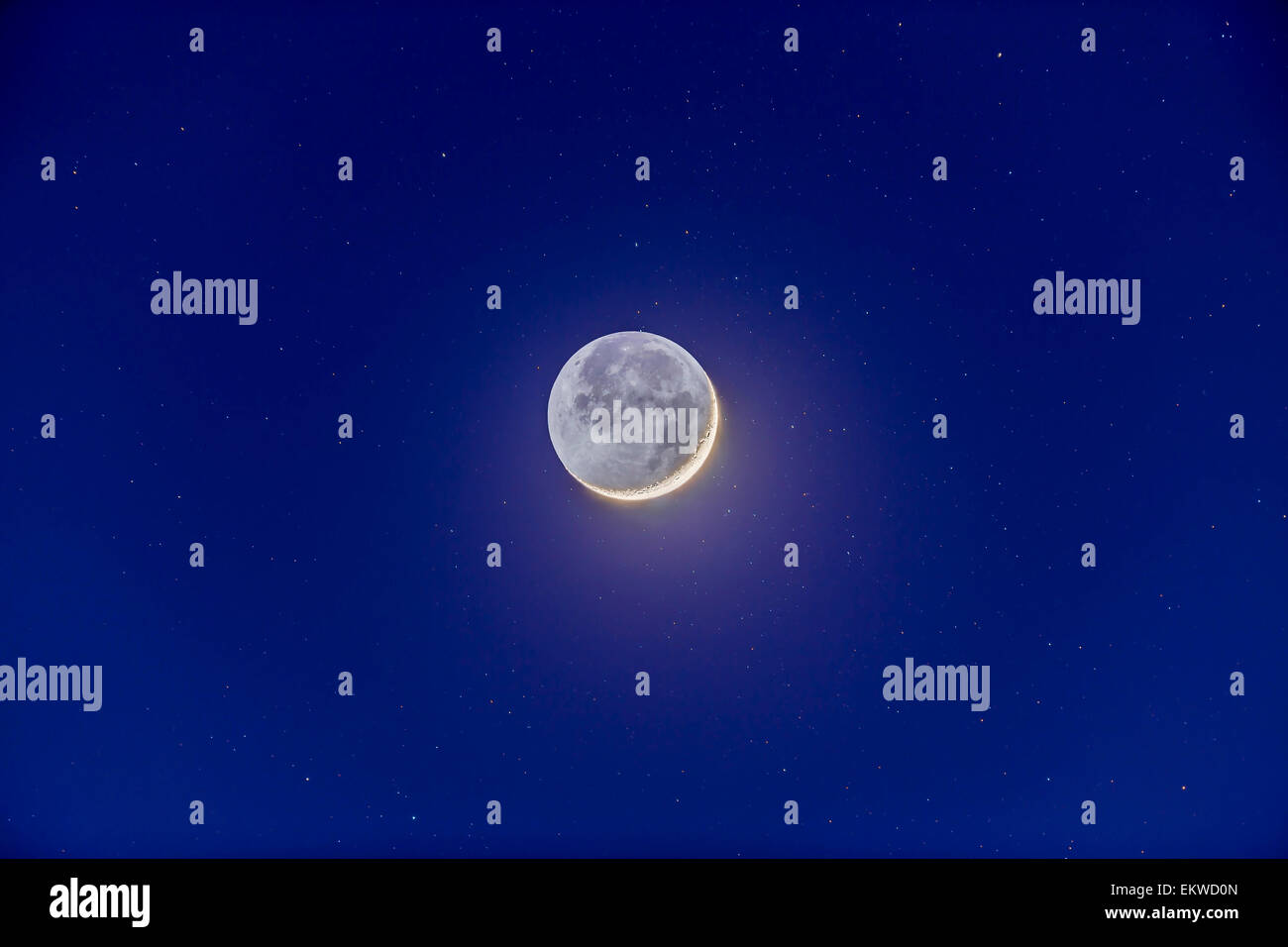 Blue Crescent Moon With Face