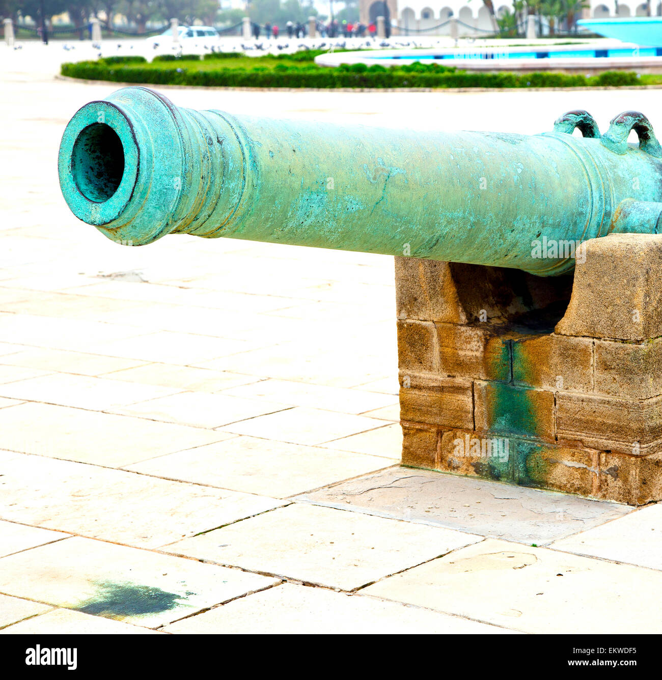 bronze cannon in africa morocco green and the old pavement Stock Photo ...