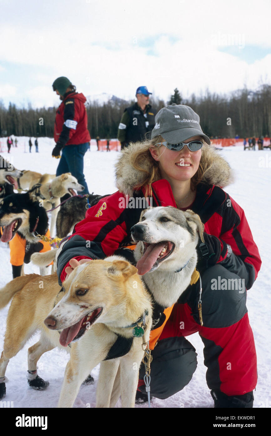 Rachael Scdoris W/Sled Dog Team 2005 Iditarod Alaska Campbell Creek ...