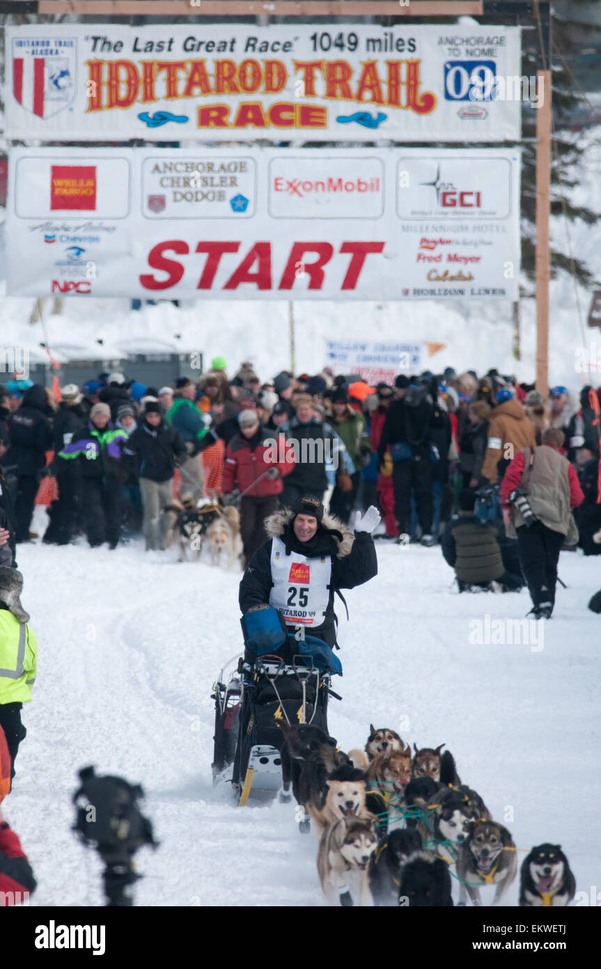 Hans Gatt Team Leaves The Start Line During The Restart Day Of Iditarod ...