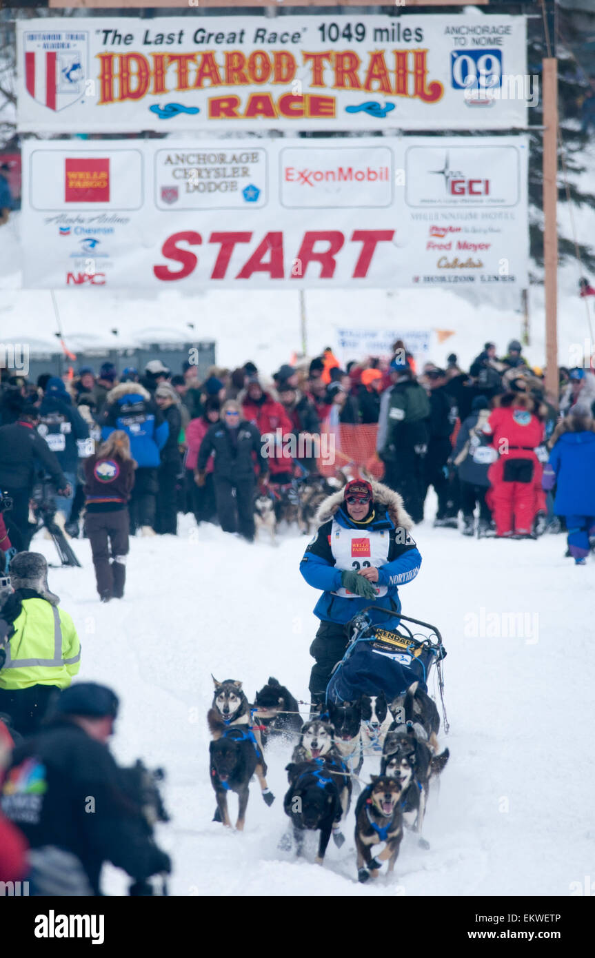 Martin Buser Team Leaves The Start Line During The Restart Day Of ...