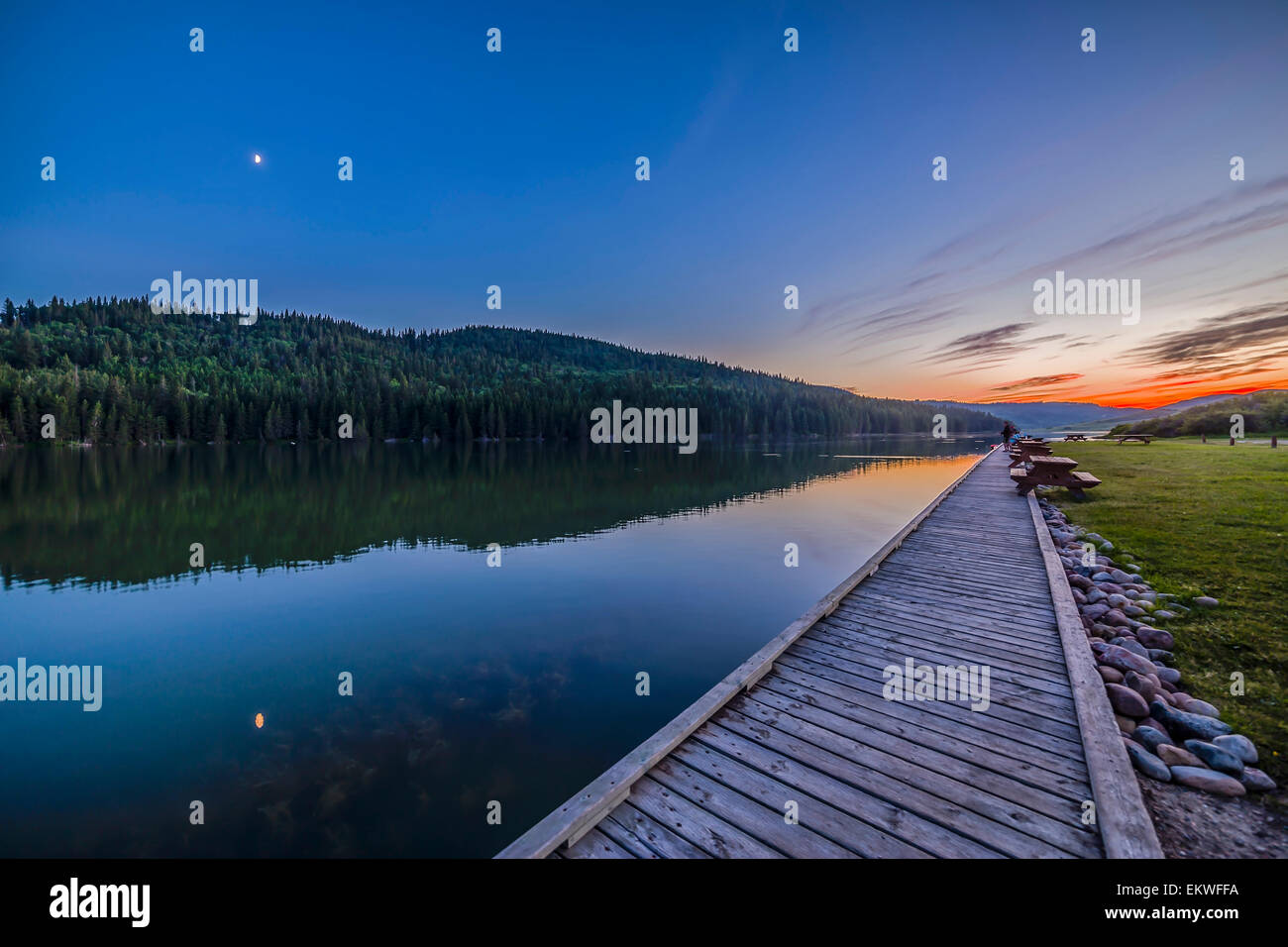 July 5, 2014 - The quarter moon reflected in the waters of Reesor Lake ...