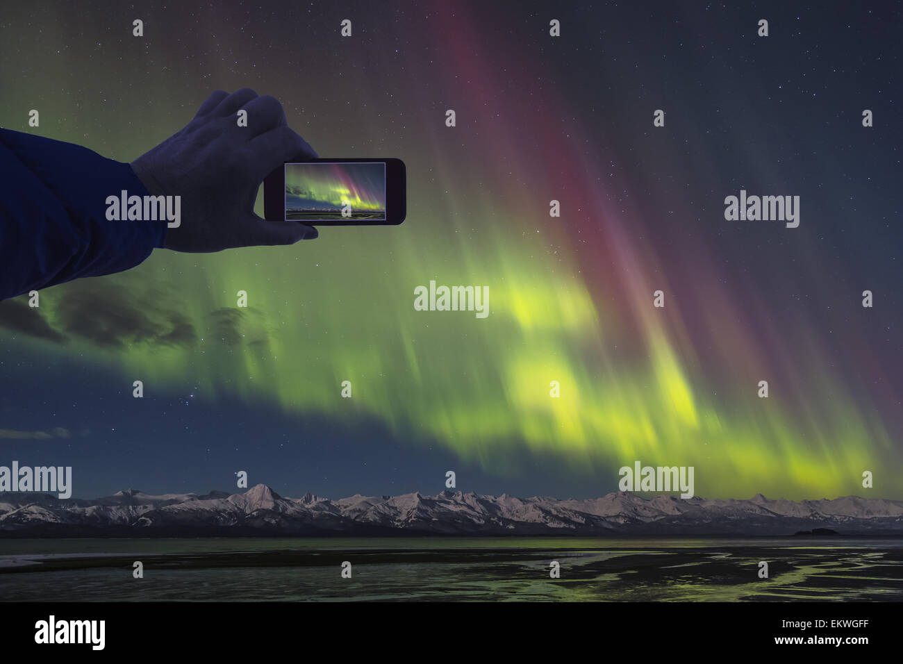 Aurora Borealis,Composite,Smart Phone,Chilkat Stock Photo - Alamy